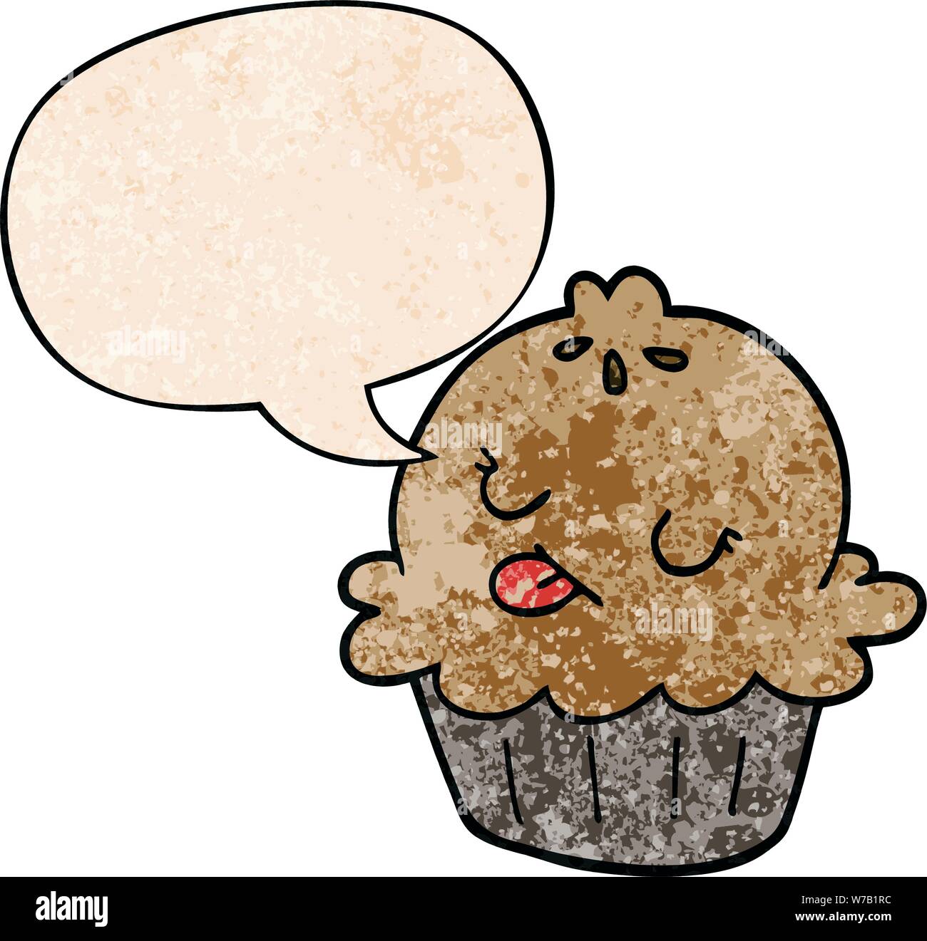 cute cartoon pie with speech bubble in retro texture style Stock Vector ...
