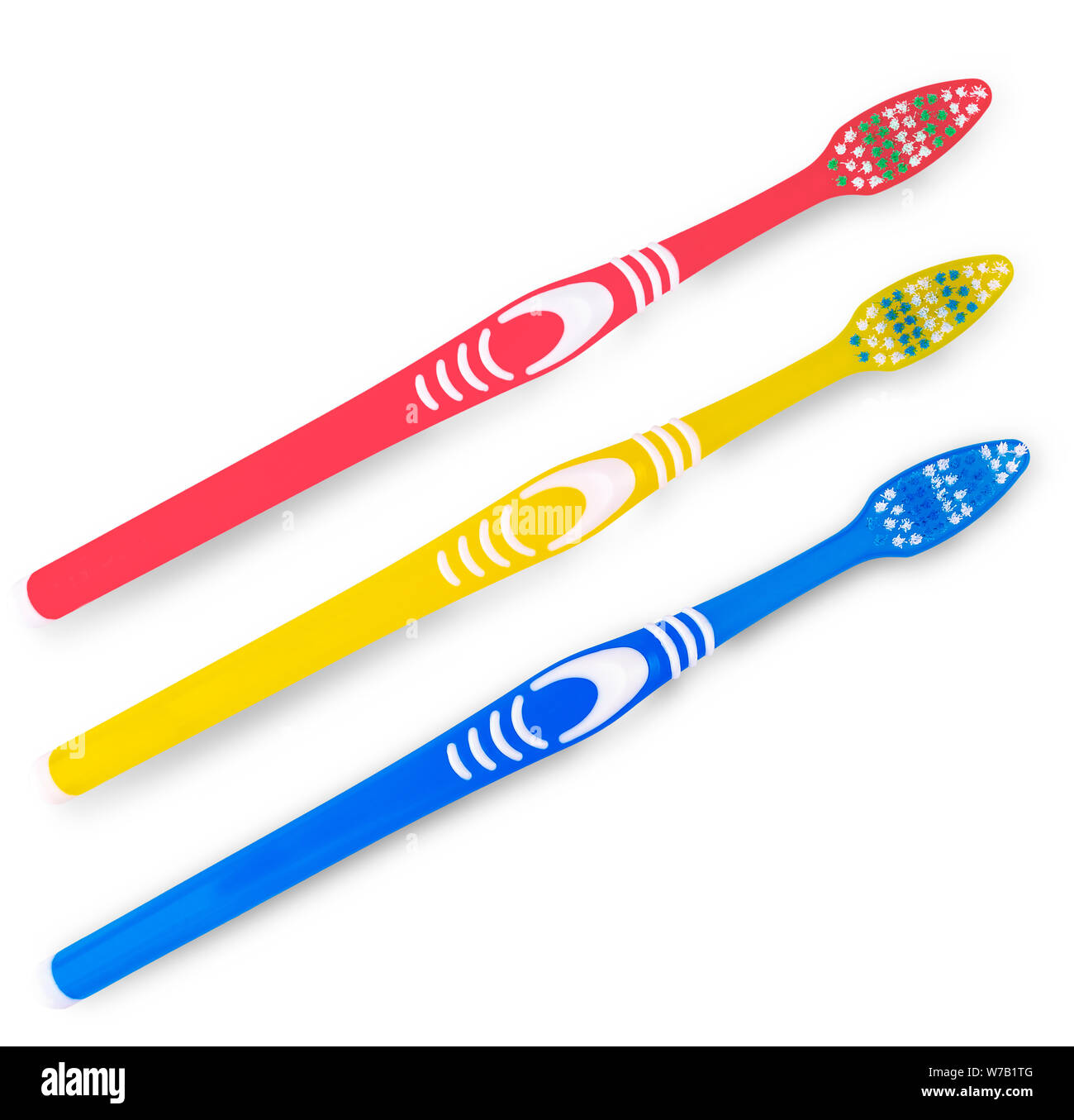 Colored toothbrush isolated on white top view Stock Photo - Alamy