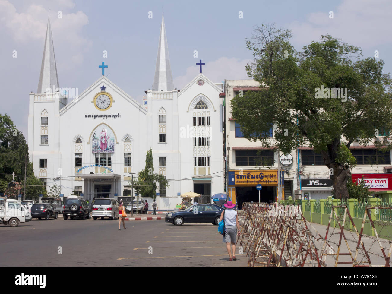 Yangon, Myanmar-May 4th 2014: Emmanuel Baptist Church. Originally built ...