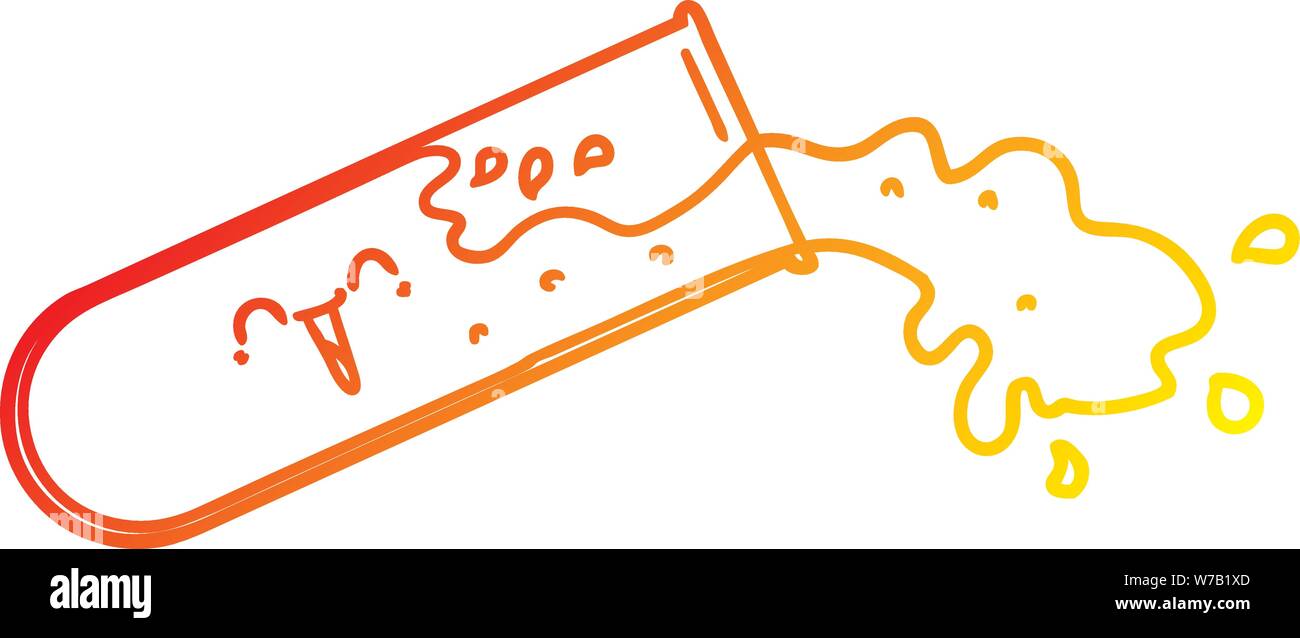 warm gradient line drawing of a cartoon test tube spilling Stock Vector ...