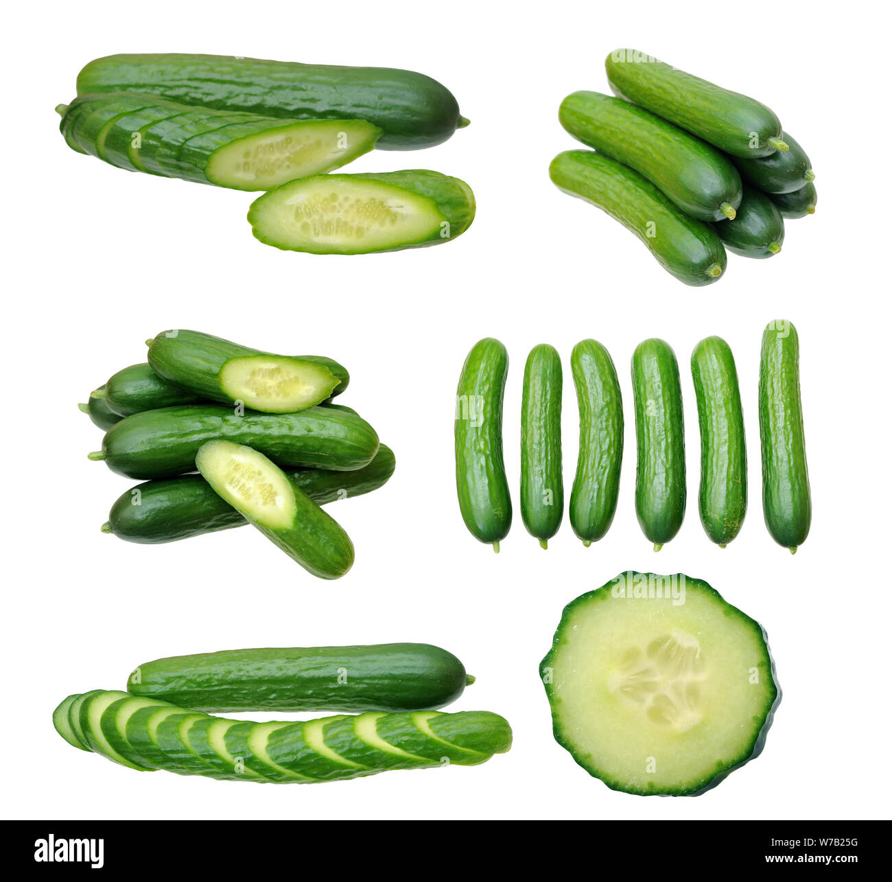 cutting and whole cucumber isolated on white background Stock Photo - Alamy