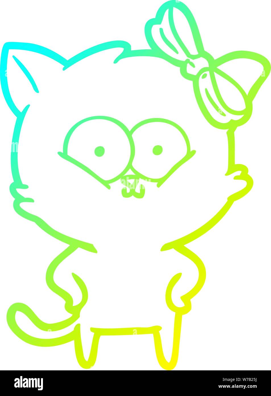 cold gradient line drawing of a cartoon cat Stock Vector Image & Art ...