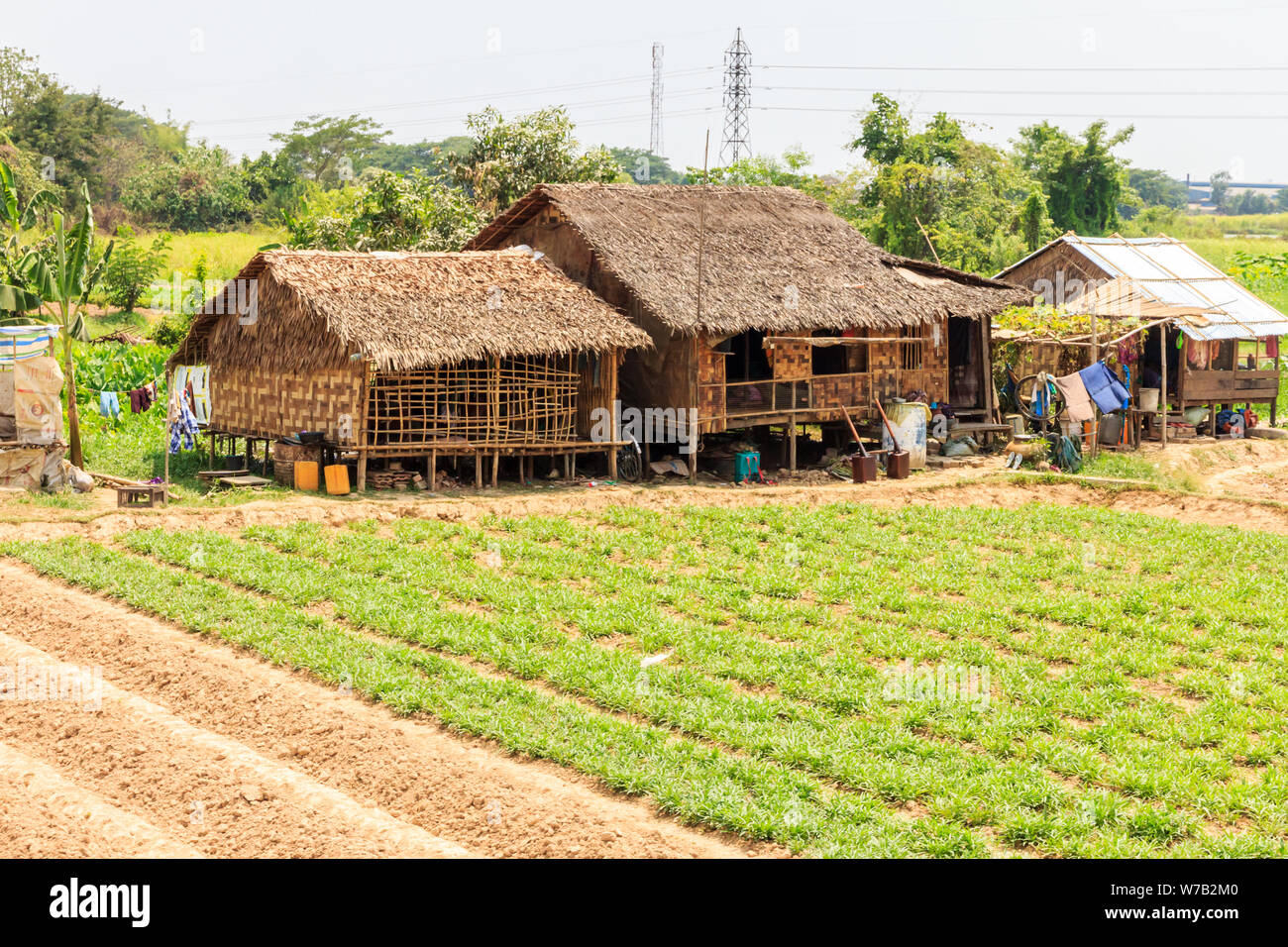 Yangon, Myanmar-May 5th 2014: Typical farming landscape on the ...