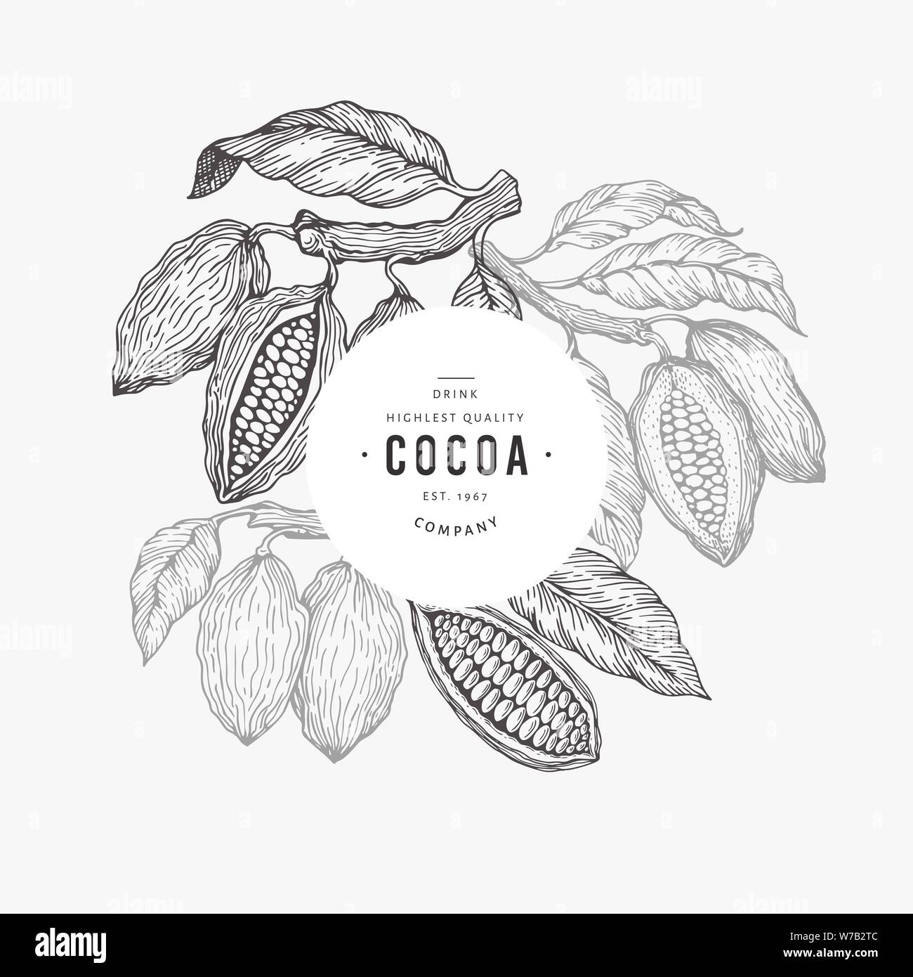 Cocoa bean tree banner template. Chocolate cocoa beans background ...