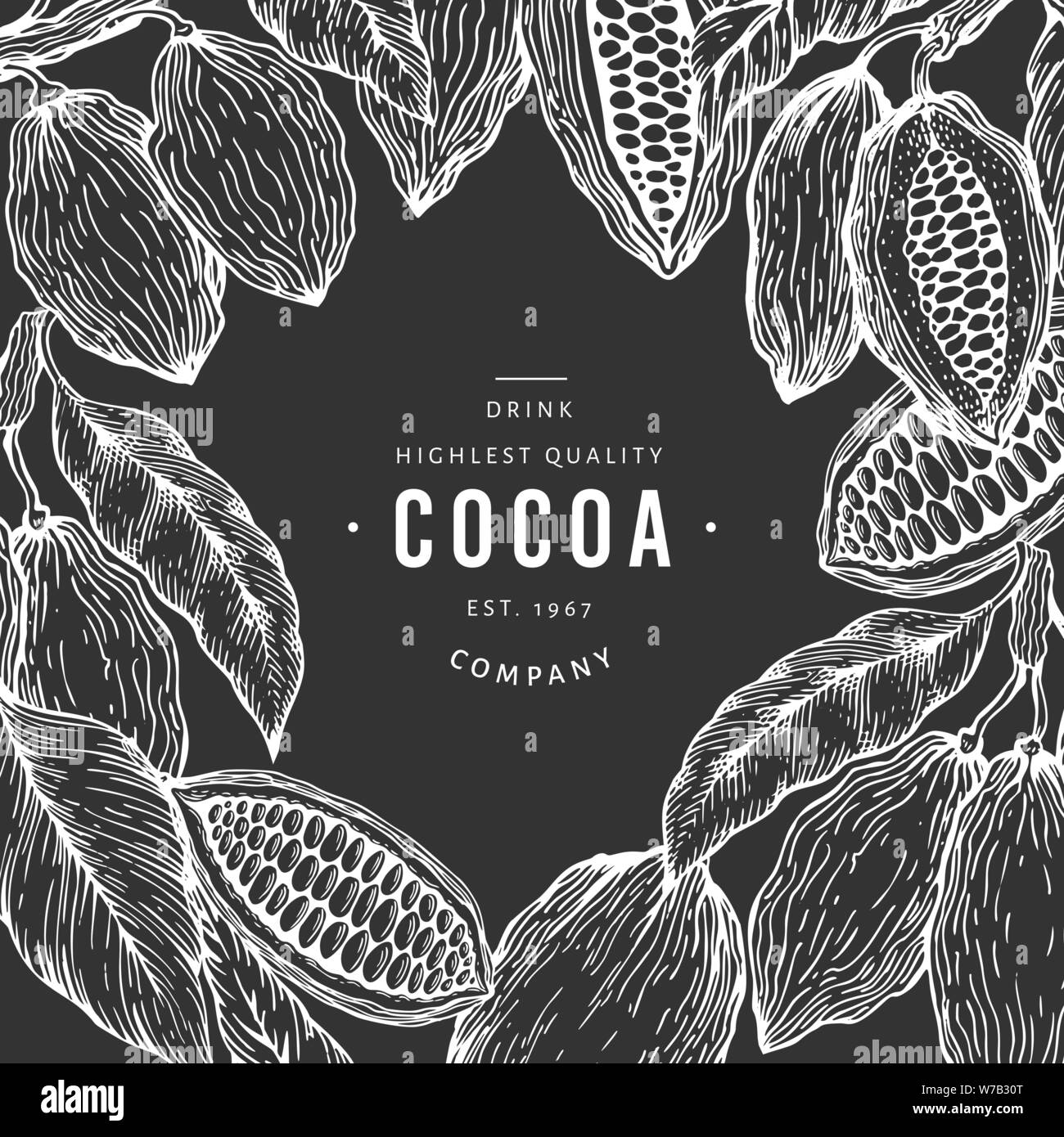 Cocoa bean tree banner template. Chocolate cocoa beans background ...