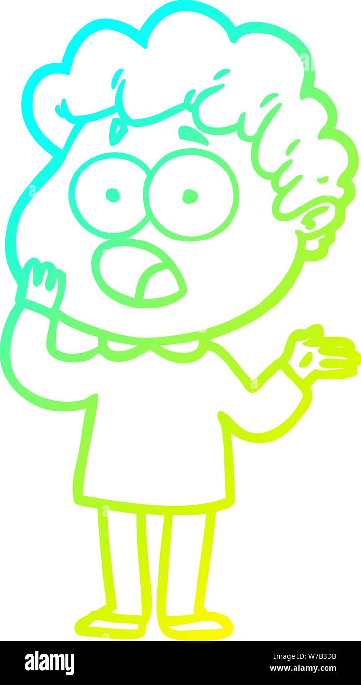 cold gradient line drawing of a cartoon man gasping in surprise Stock ...