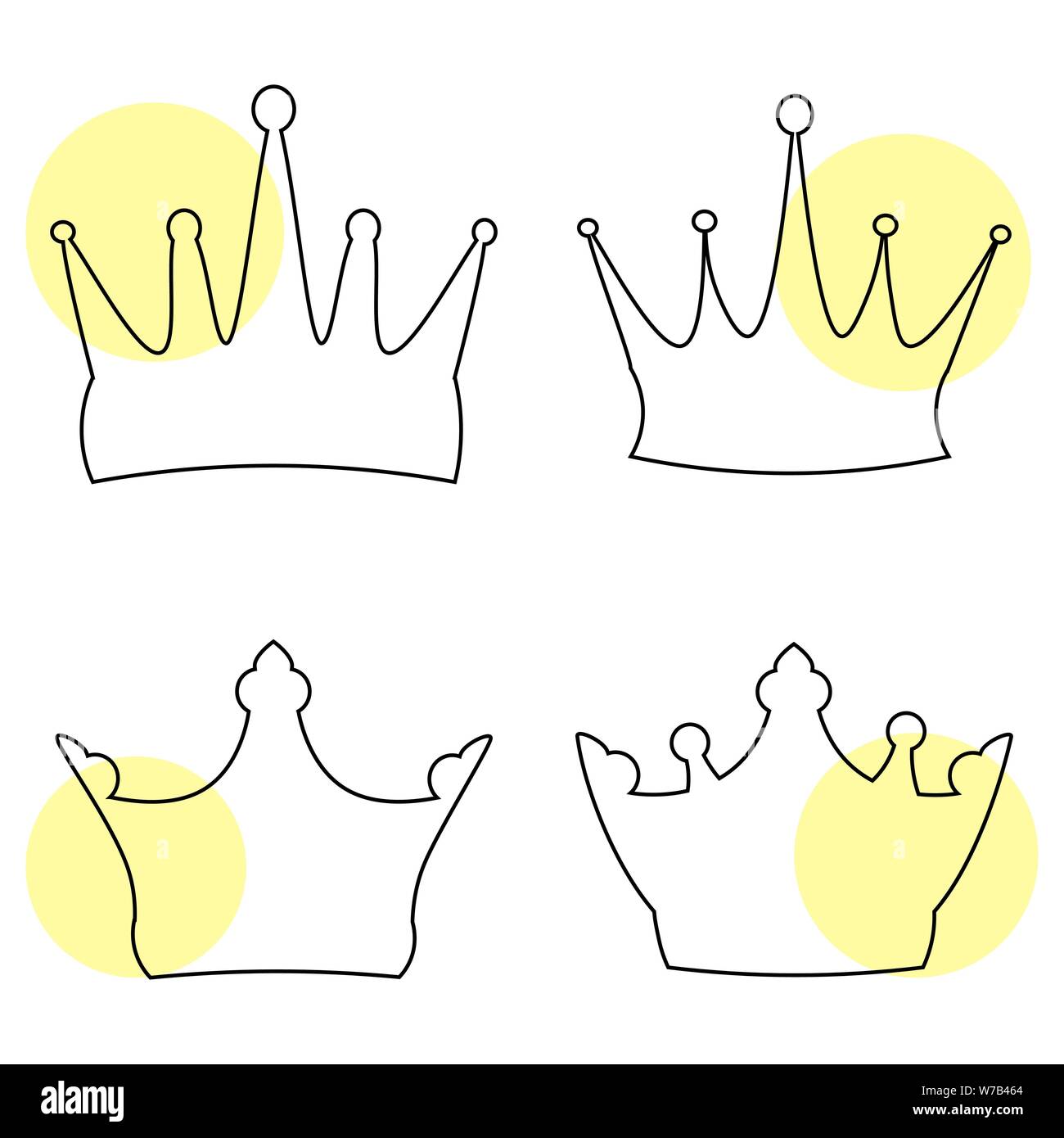 Vector illustration. Set of pink line crowns on a white background ...