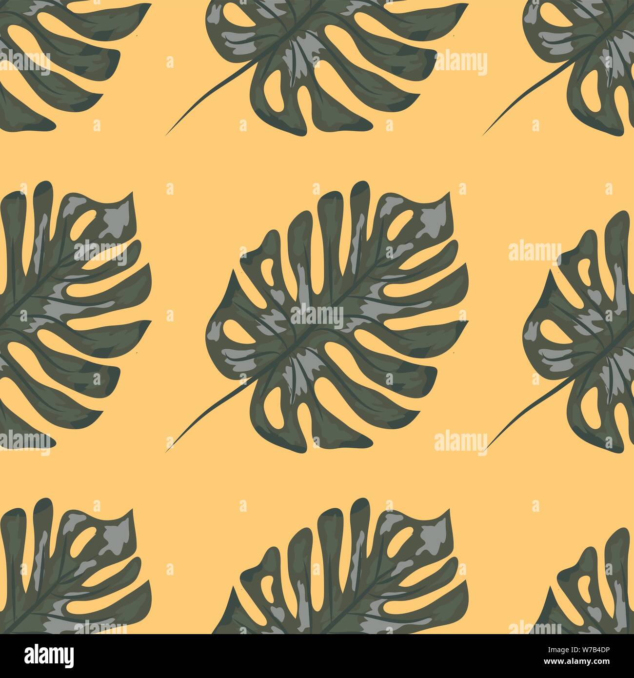 Tropical leaf design featuring blue Monstera plant leaves. Seamless ...