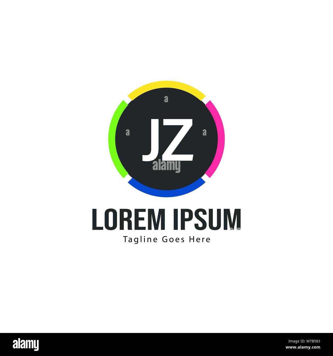 Initial JZ logo template with modern frame. Minimalist JZ letter logo ...