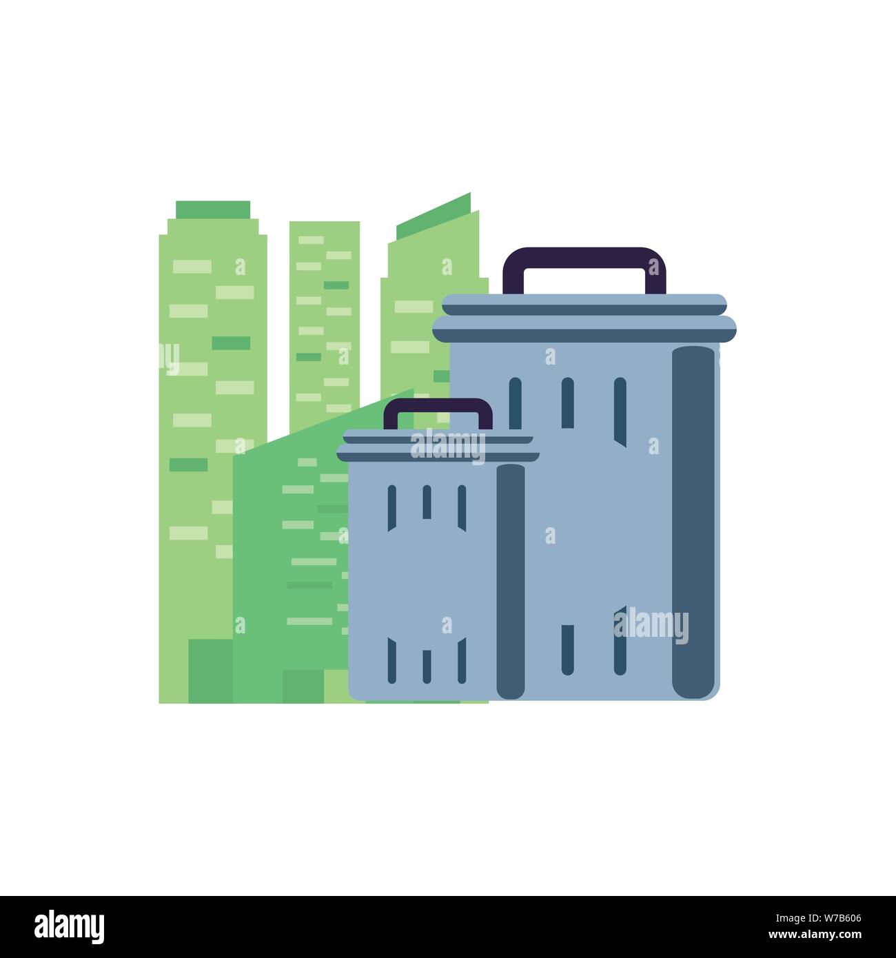 facade building urban with recycle bin vector illustration design Stock ...