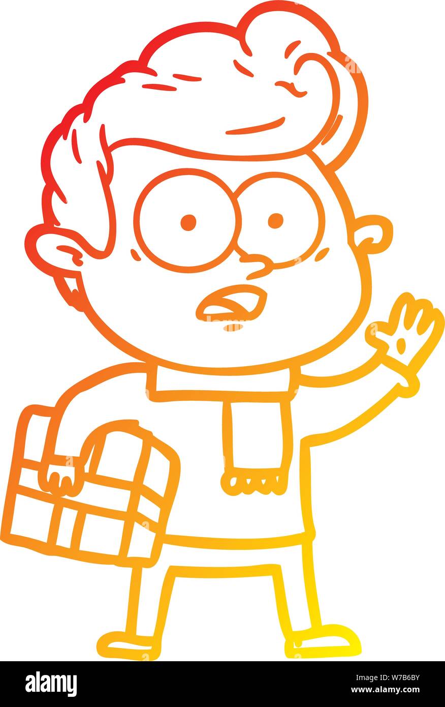warm gradient line drawing of a cartoon staring man Stock Vector Image ...
