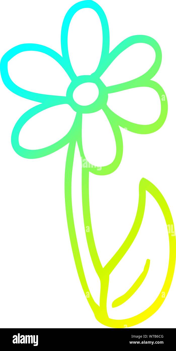 cold gradient line drawing of a cartoon spring flower Stock Vector ...