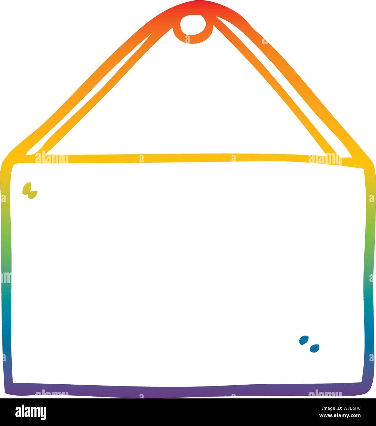rainbow gradient line drawing of a cartoon blank sign Stock Vector ...