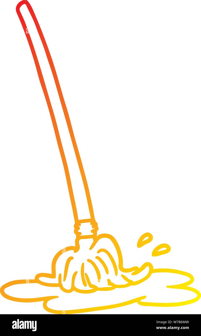 warm gradient line drawing of a wet cartoon mop Stock Vector Image ...