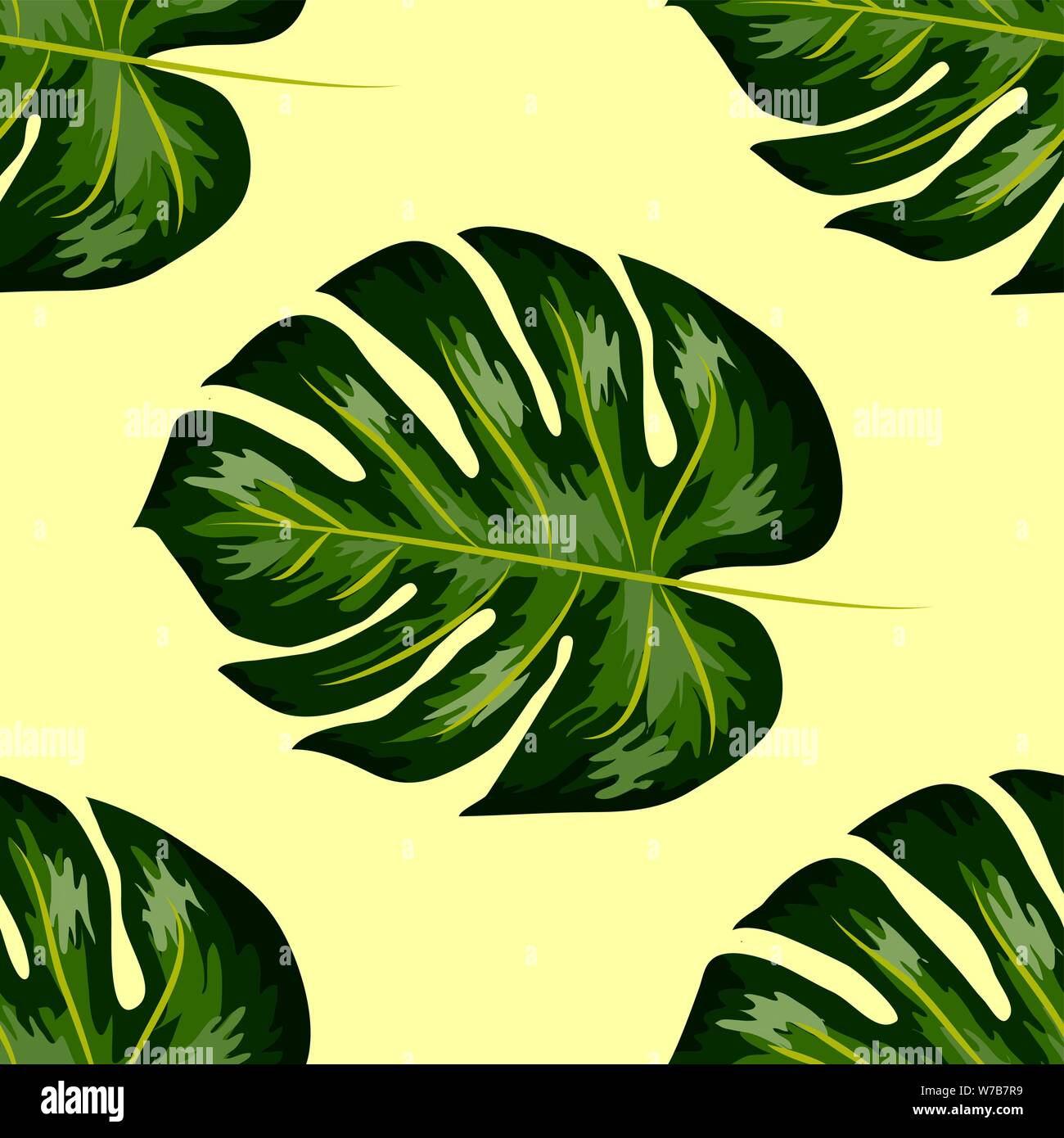botanical seamless pattern with tropical leaves, hawaiian style print ...