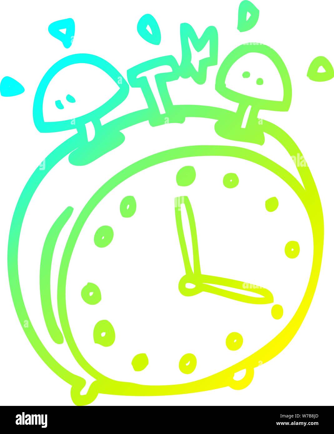 cold gradient line drawing of a cartoon alram clock Stock Vector Image ...