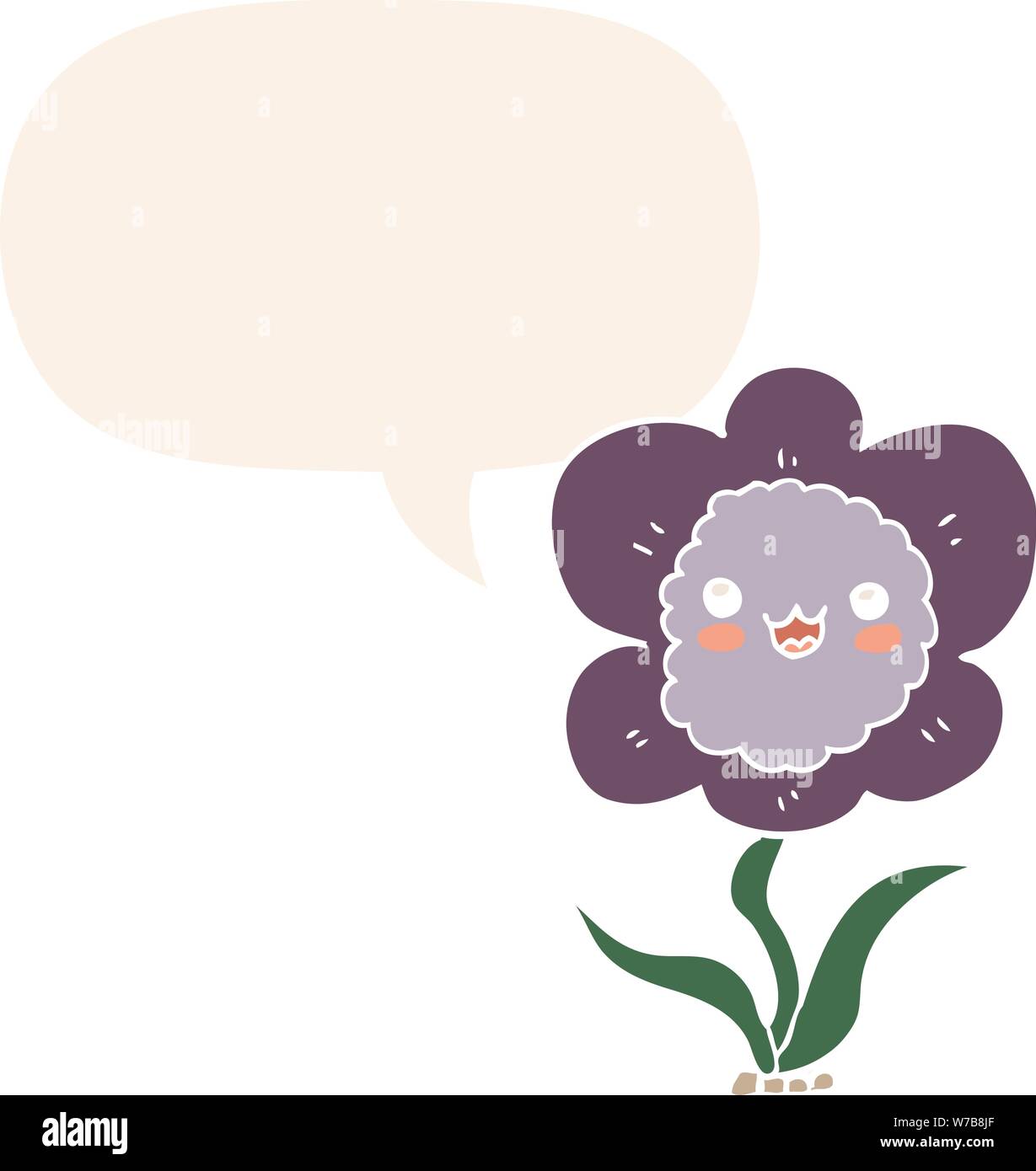 cartoon flower with speech bubble in retro style Stock Vector Image ...
