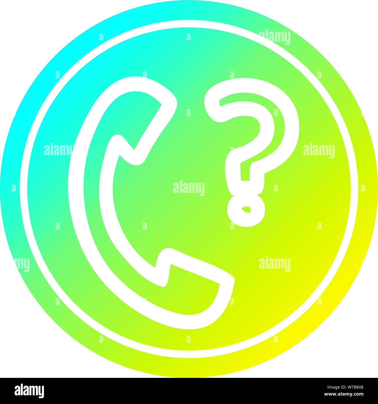 telephone handset with question mark circular icon with cool gradient ...