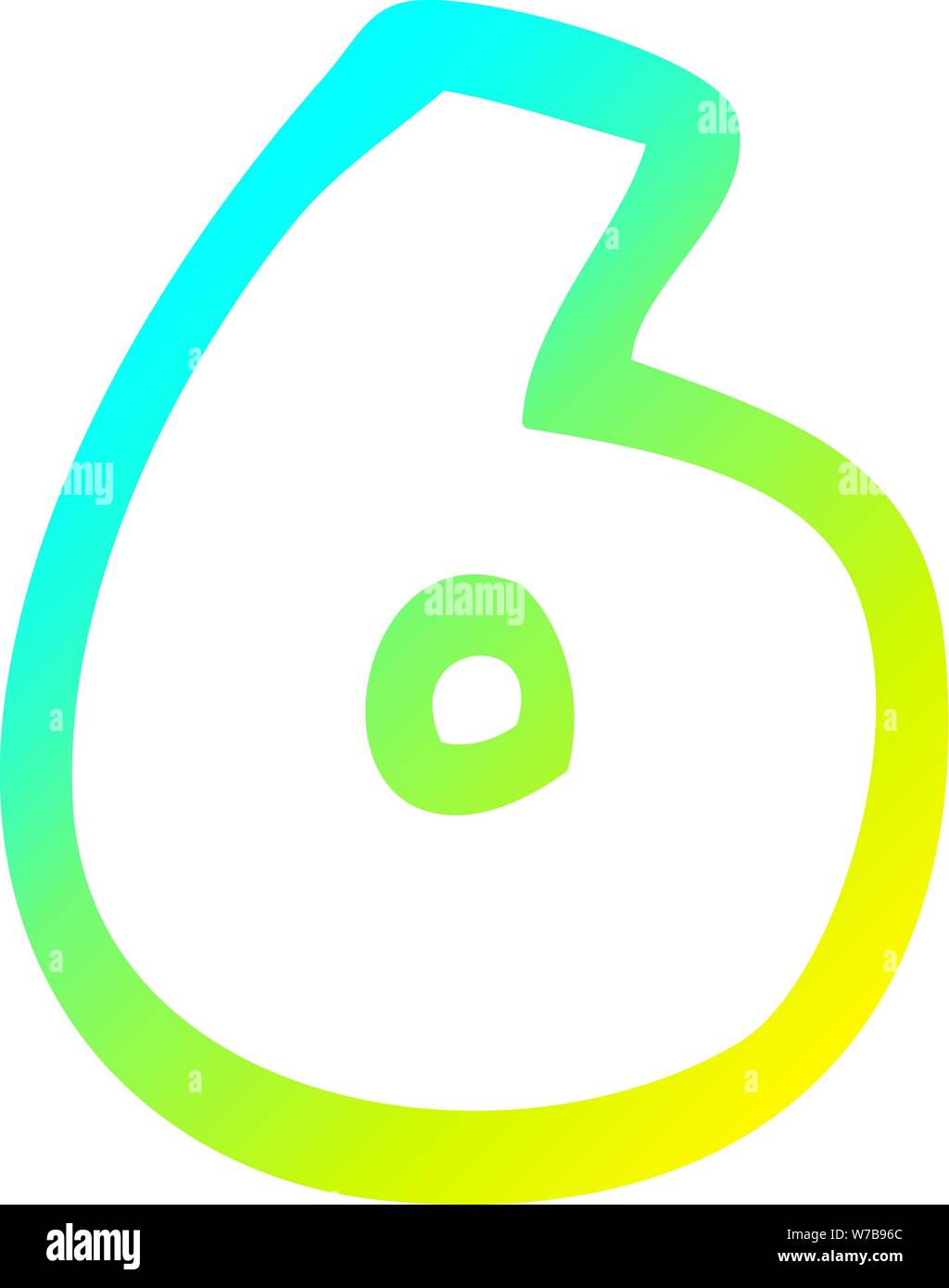 cold gradient line drawing of a cartoon number 6 Stock Vector Image ...