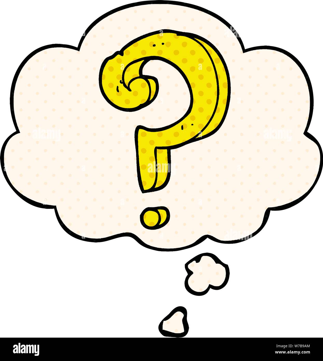cartoon question mark with thought bubble in comic book style Stock ...