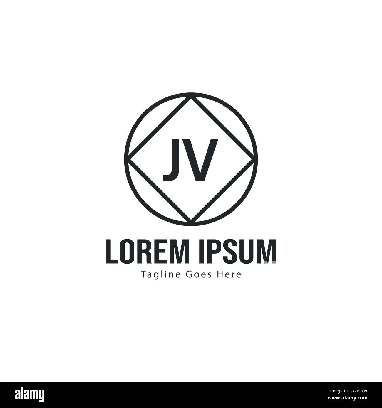 Initial JV logo template with modern frame. Minimalist JV letter logo ...
