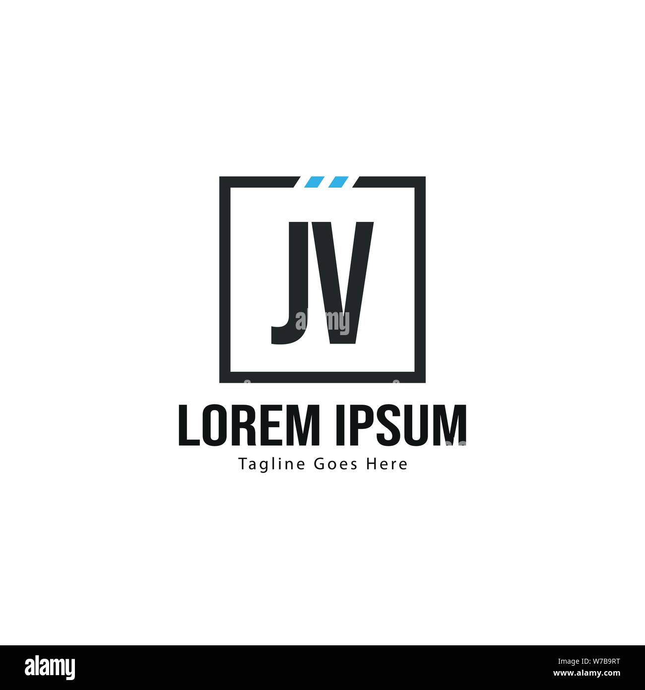 Initial JV logo template with modern frame. Minimalist JV letter logo ...
