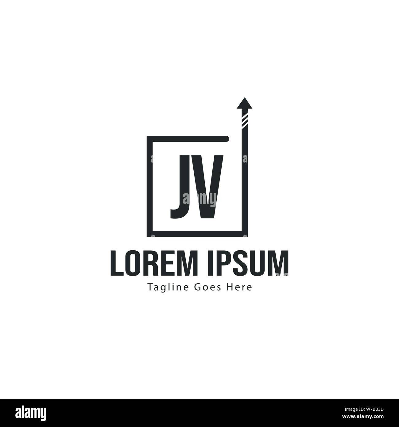 Initial JV logo template with modern frame. Minimalist JV letter logo ...