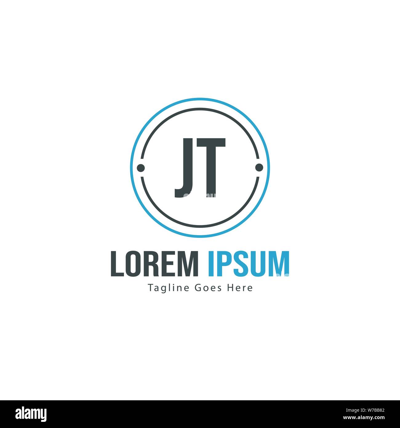 Initial JT logo template with modern frame. Minimalist JT letter logo ...