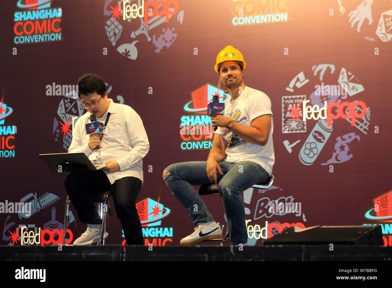 American actor Brett Dalton, right, best known for playing Grant Ward ...