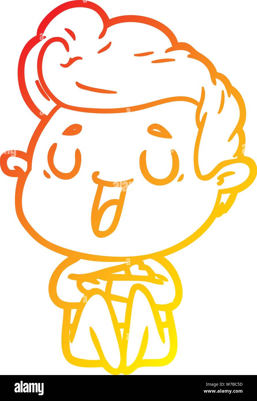 warm gradient line drawing of a happy cartoon man Stock Vector Image ...