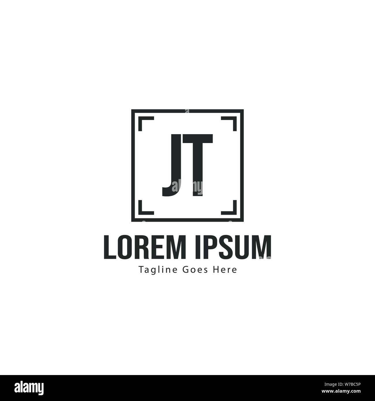 Initial JT logo template with modern frame. Minimalist JT letter logo ...