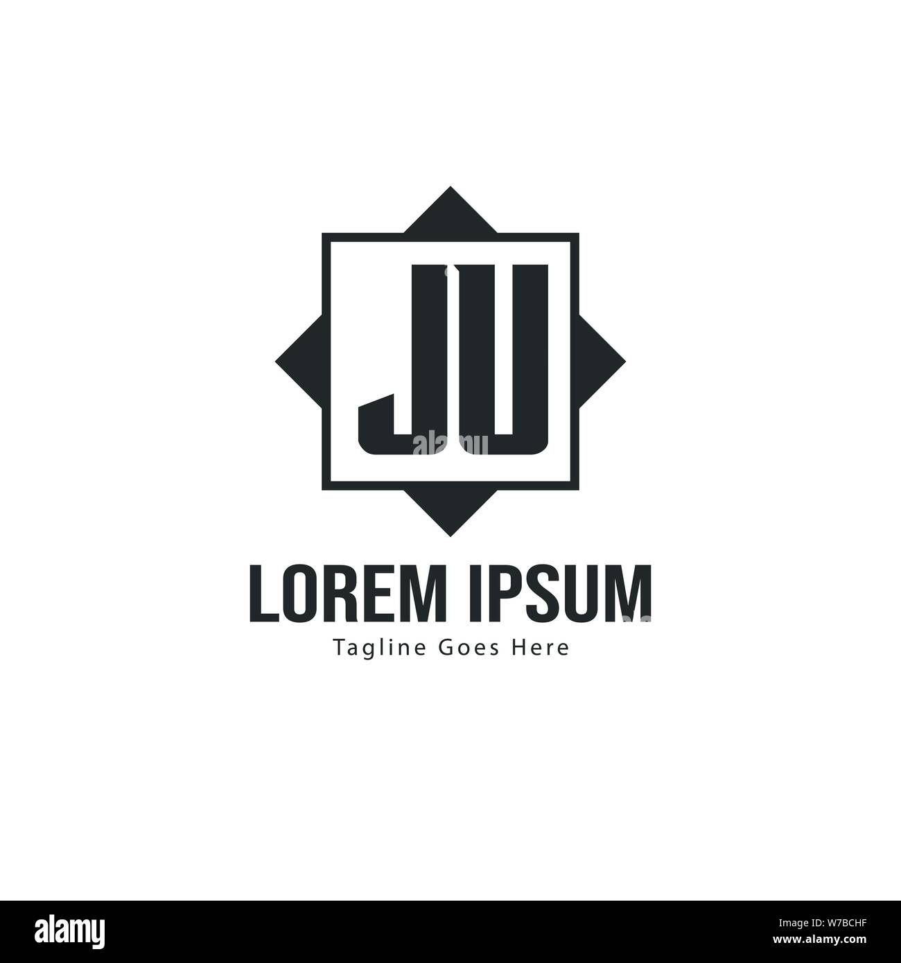Initial JU logo template with modern frame. Minimalist JU letter logo ...