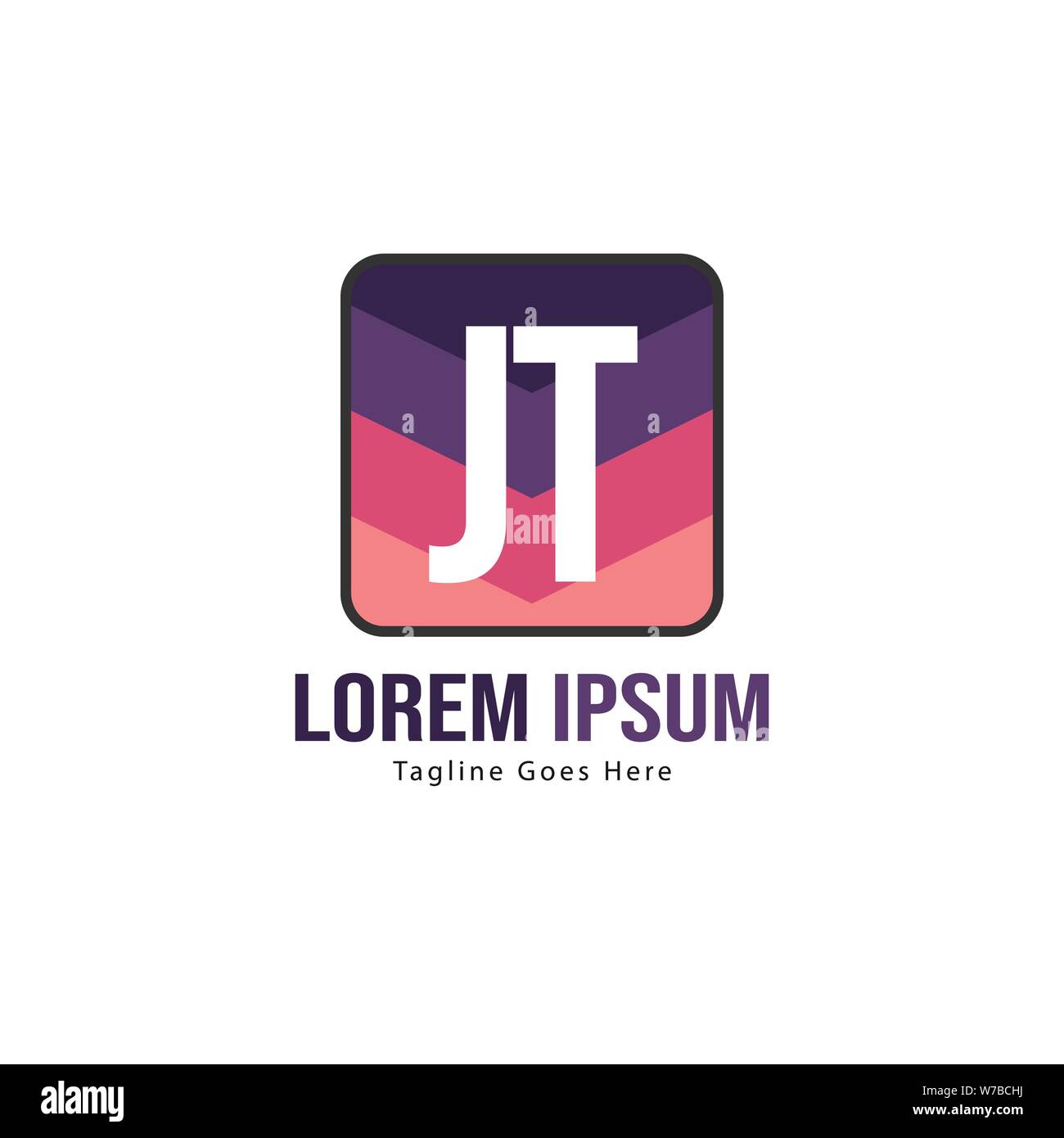 Initial JT logo template with modern frame. Minimalist JT letter logo ...