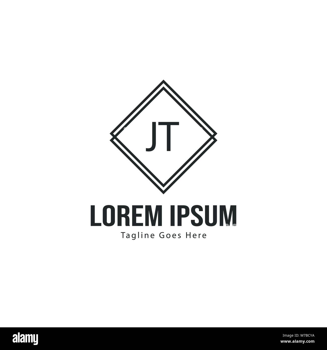 Initial JT logo template with modern frame. Minimalist JT letter logo vector illustration design ...