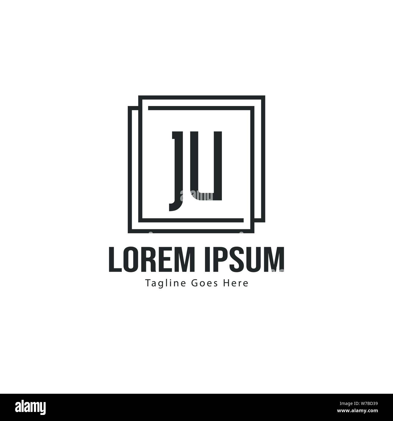Initial JU logo template with modern frame. Minimalist JU letter logo vector illustration design ...