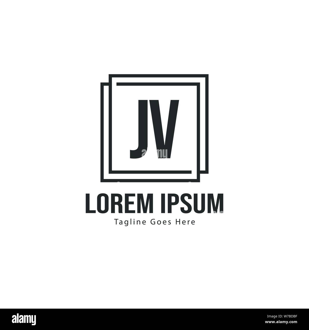 Initial JV logo template with modern frame. Minimalist JV letter logo ...