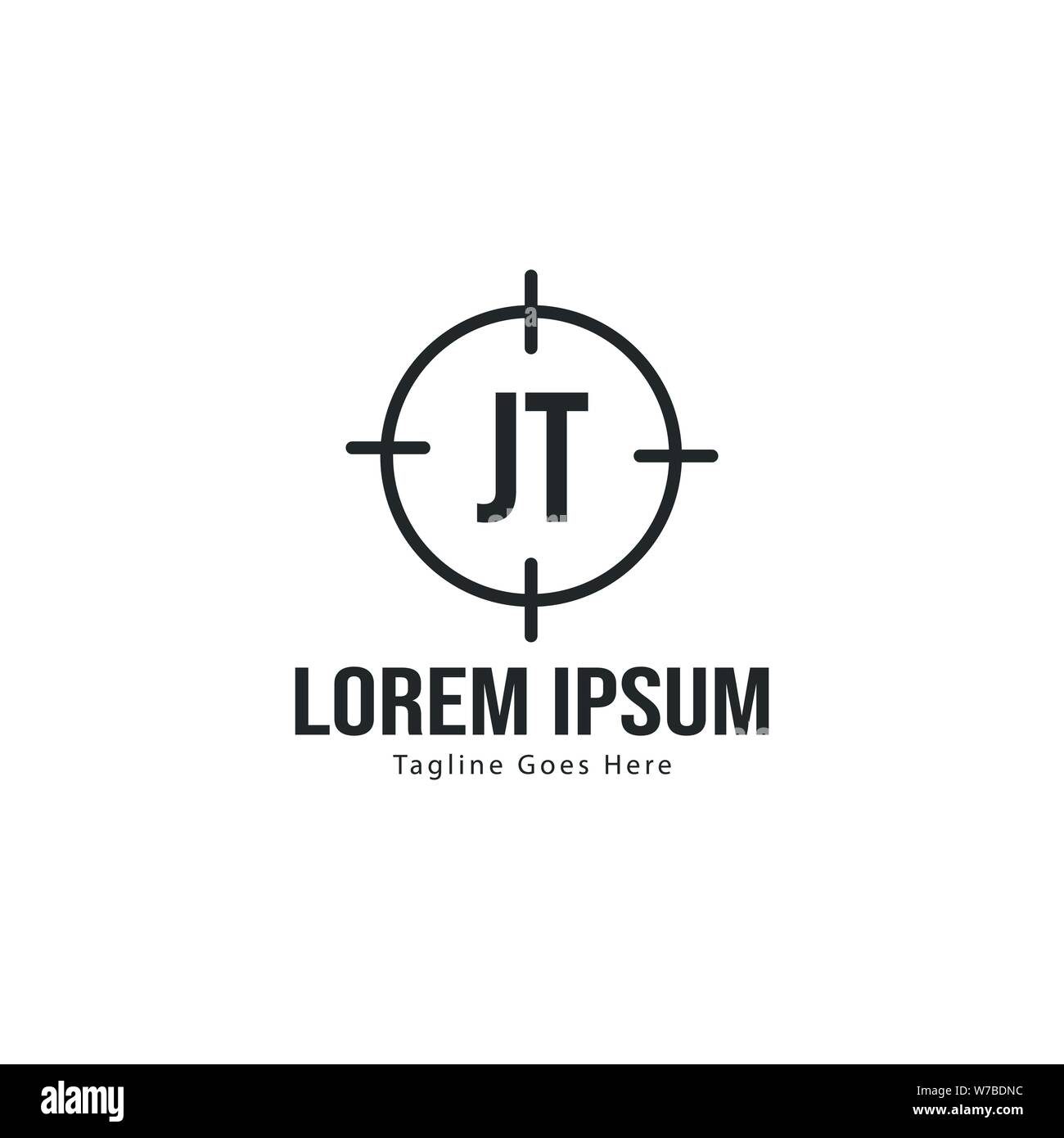 Initial JT logo template with modern frame. Minimalist JT letter logo ...