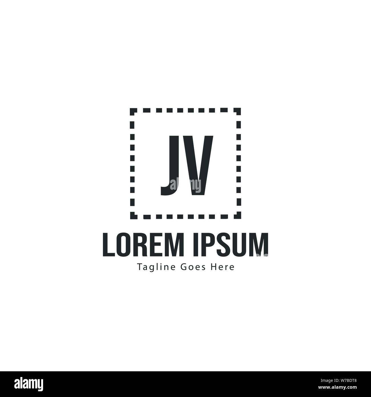 Initial JV logo template with modern frame. Minimalist JV letter logo ...
