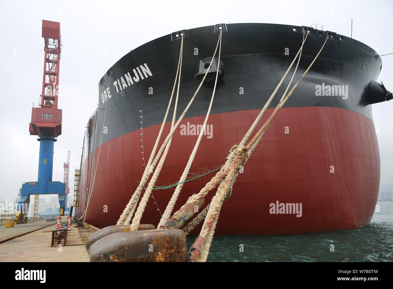 View of the world's largest bulk carrier ''Ore Tianjin'' at a port in ...