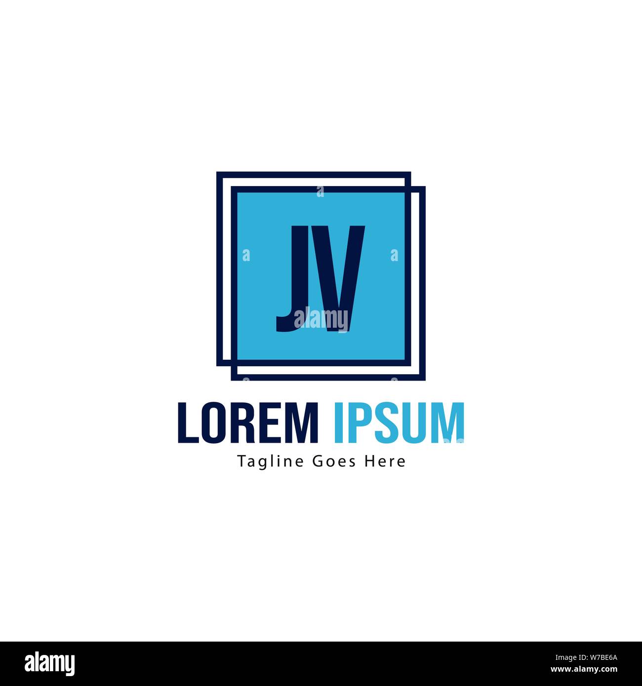 Initial JV logo template with modern frame. Minimalist JV letter logo ...