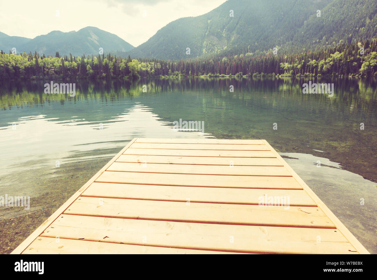 Beautiful lake scene at sunrise. British Columbia, Canada Stock Photo ...