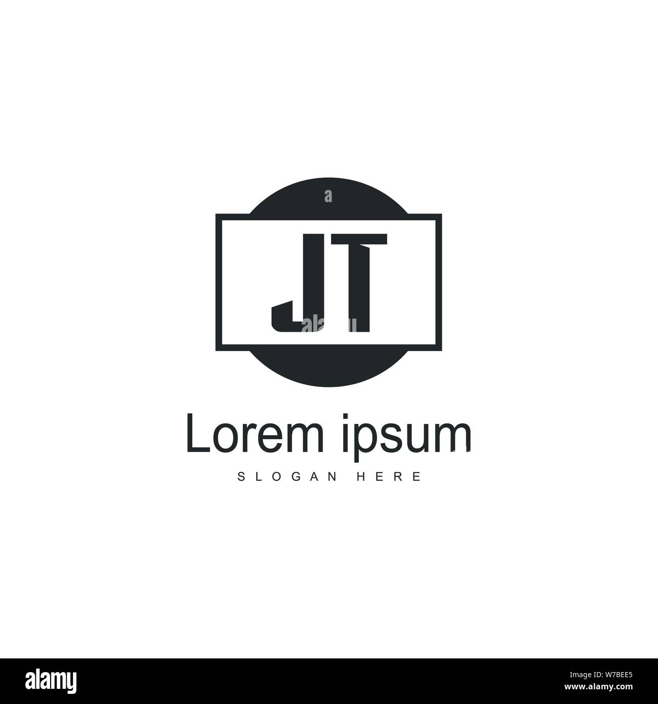 Initial JT logo template with modern frame. Minimalist JT letter logo ...