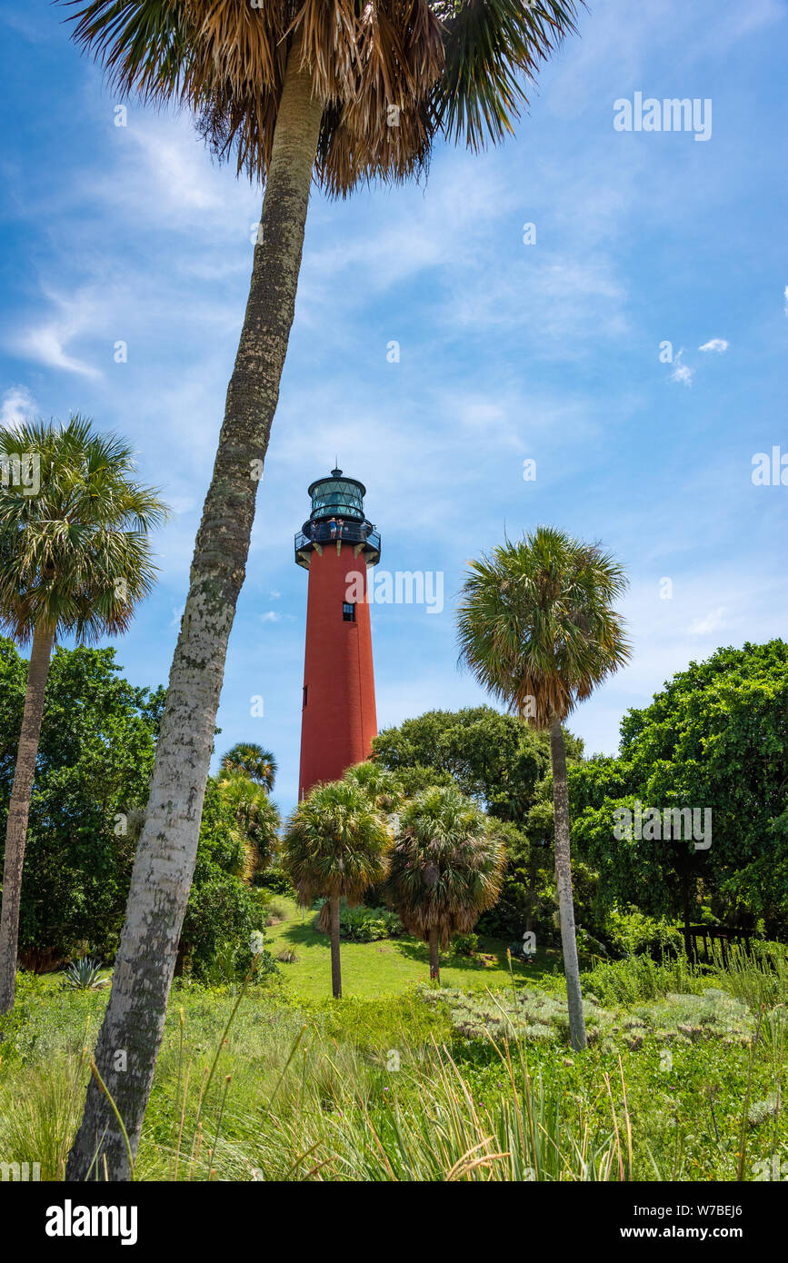 Jupiter Inlet Lighthouse, which opened in 1860, at Jupiter Inlet on the ...