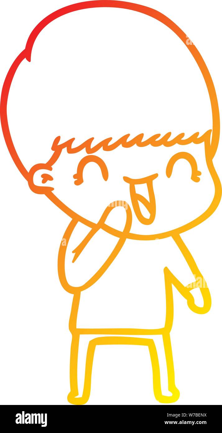 warm gradient line drawing of a happy cartoon boy Stock Vector Image ...