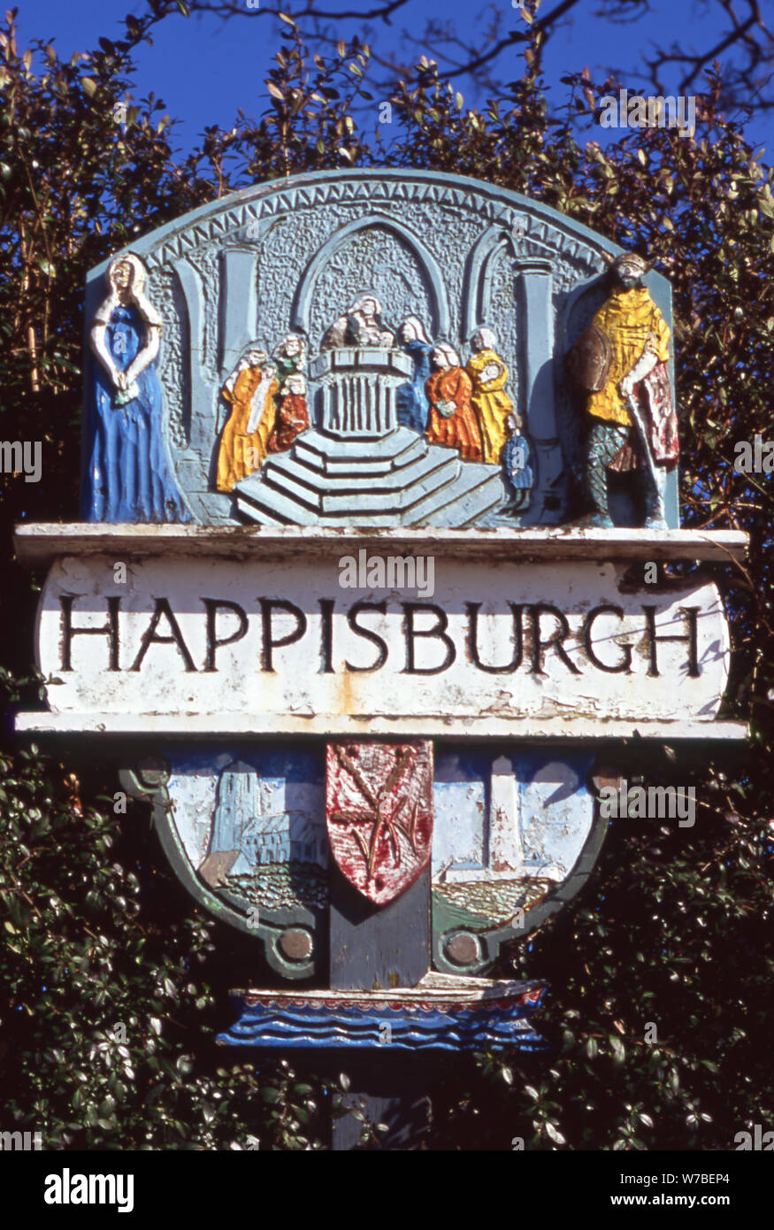 Village sign, Happisburgh Stock Photo - Alamy
