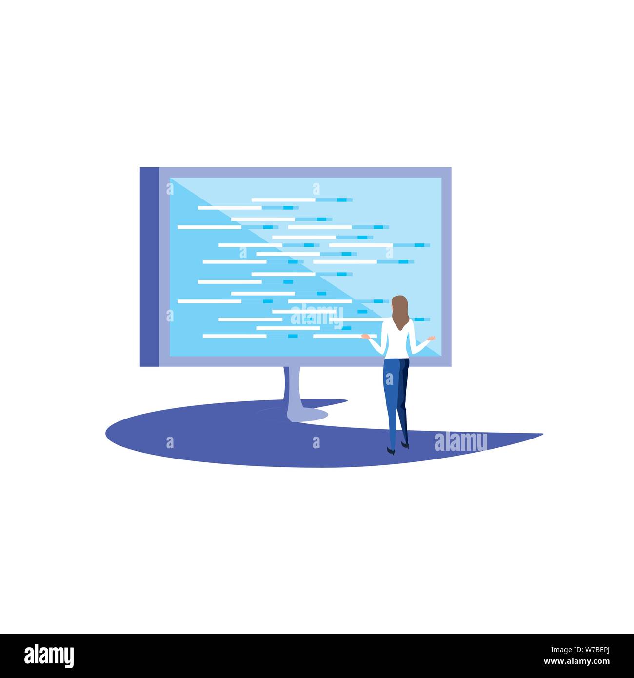 business woman with computer monitor vector illustration design Stock ...