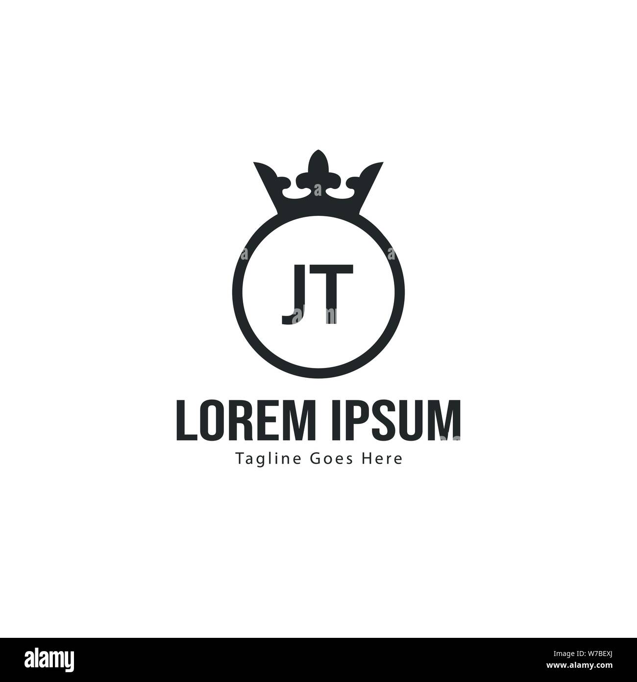 Initial JT logo template with modern frame. Minimalist JT letter logo vector illustration design ...