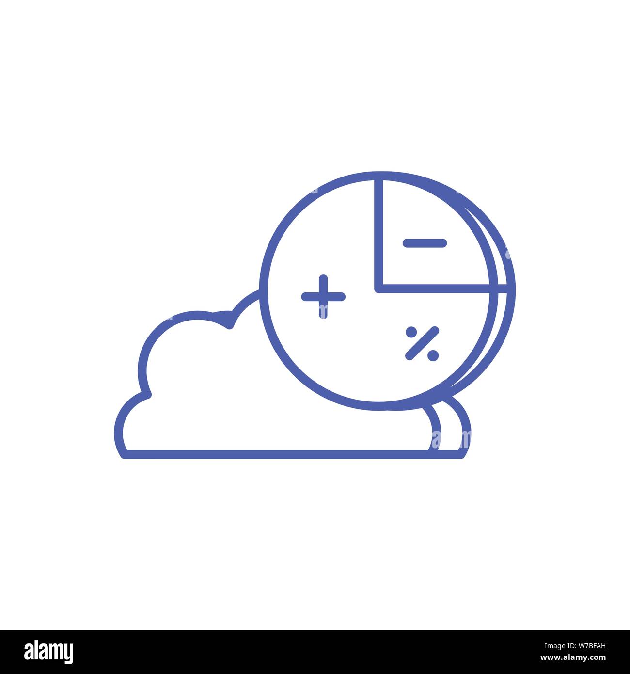 cloud computing with statistical graphics circular vector illustration ...