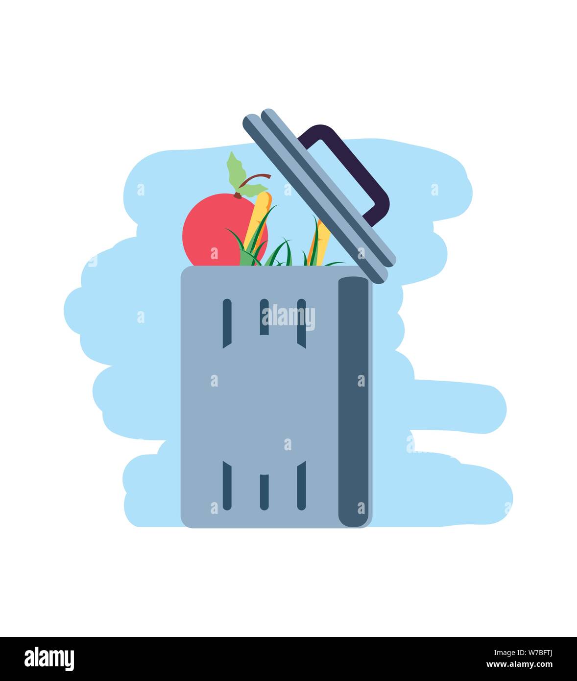 recycle bin with food waste vector illustration design Stock Vector ...