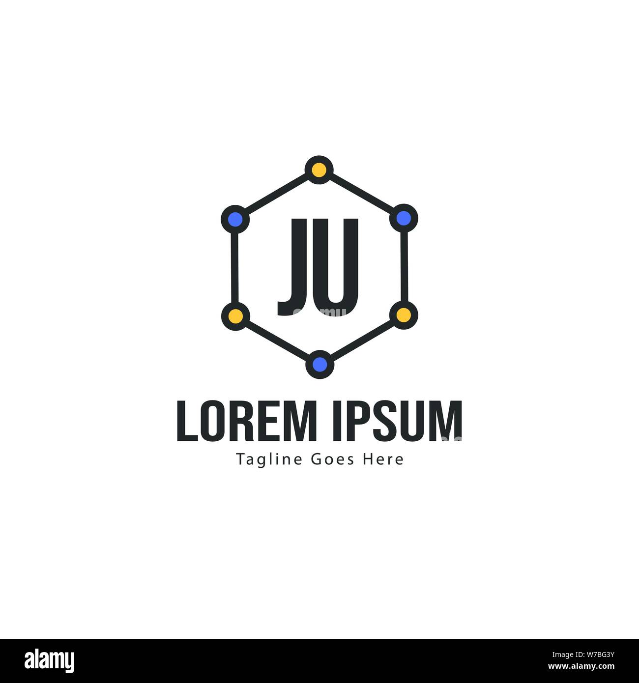 Initial JU logo template with modern frame. Minimalist JU letter logo ...